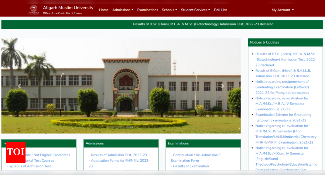 Amu: AMU Result 2022: Aligarh Muslim University declares the entrance ...