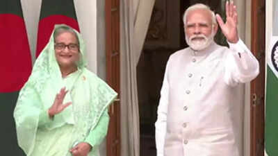 Hasina: Sheikh Hasina meets Indian counterpart Narendra Modi at Hyderabad House | India News ...