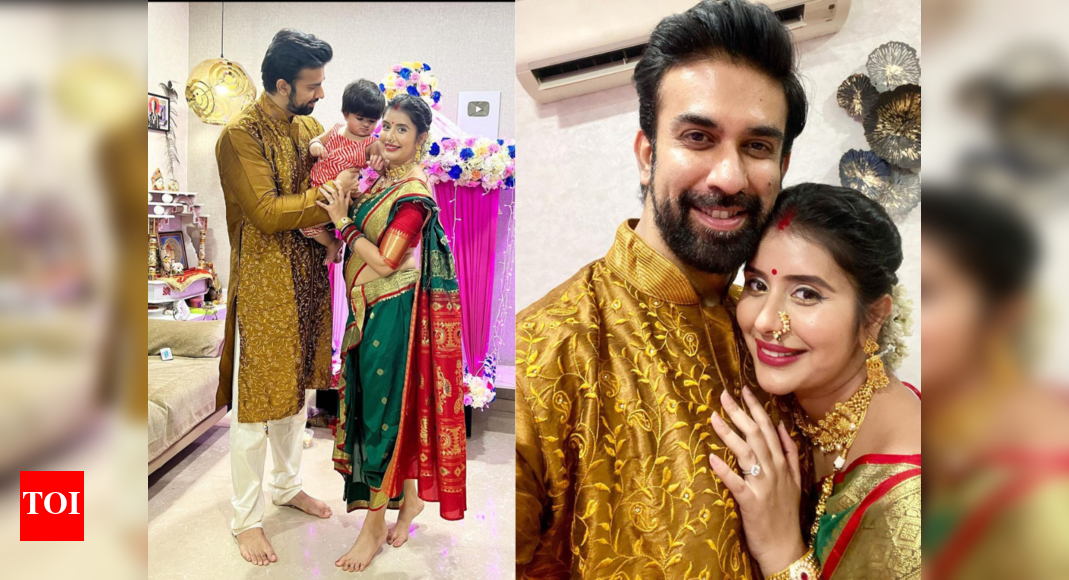 Charu Asopa along with husband Rajeev Sen and daughter Ziana bid ...