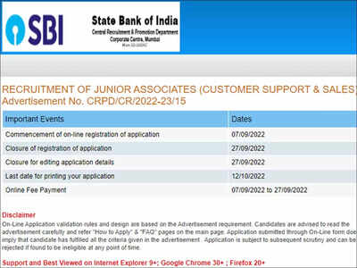 SBI Clerk 2022: Apply online for 5008 SBI Junior Associates posts ...