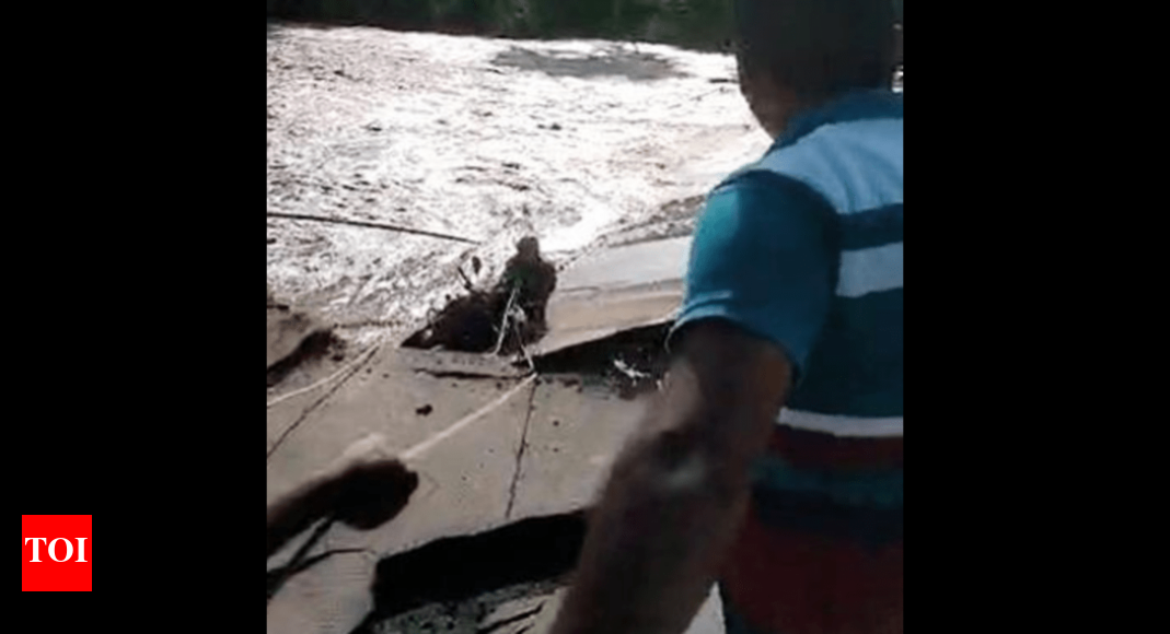 Karnataka: Villagers pull biker out of debris after bridge across river ...