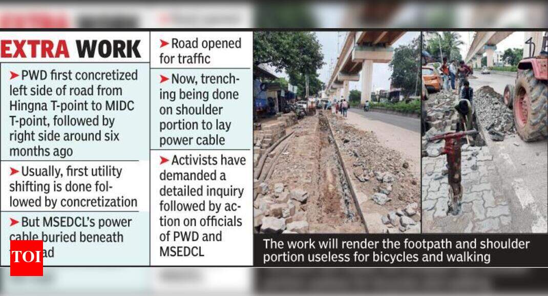 Within 6 months, PWD digs Hingna cement road for laying power cable ...