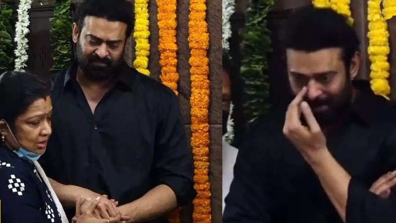 Prabhas breaks down in tears at uncle UV Krishnam Raju's funeral ...
