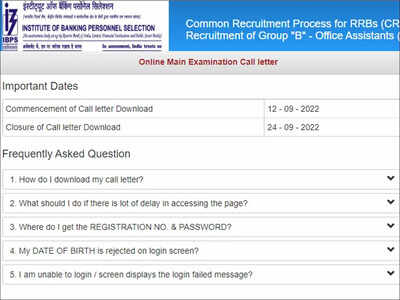IBPS RRB Clerk Main admit card 2022 released at ibps.in, direct link | - Times of India