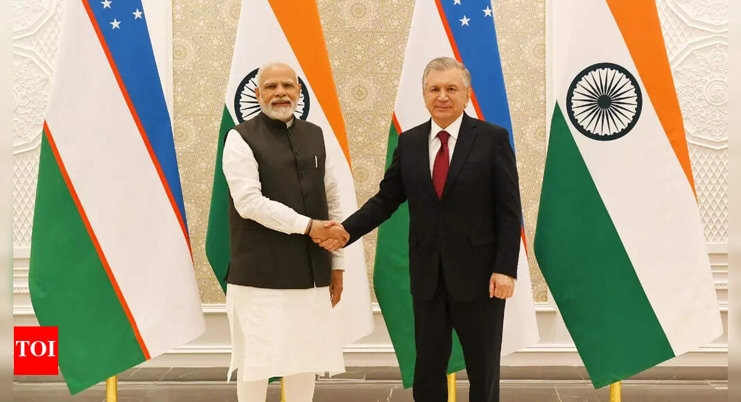 PM Narendra Modi meets Uzbek President Shavkat Mirziyoyev in Samarkand | India News - Times of India