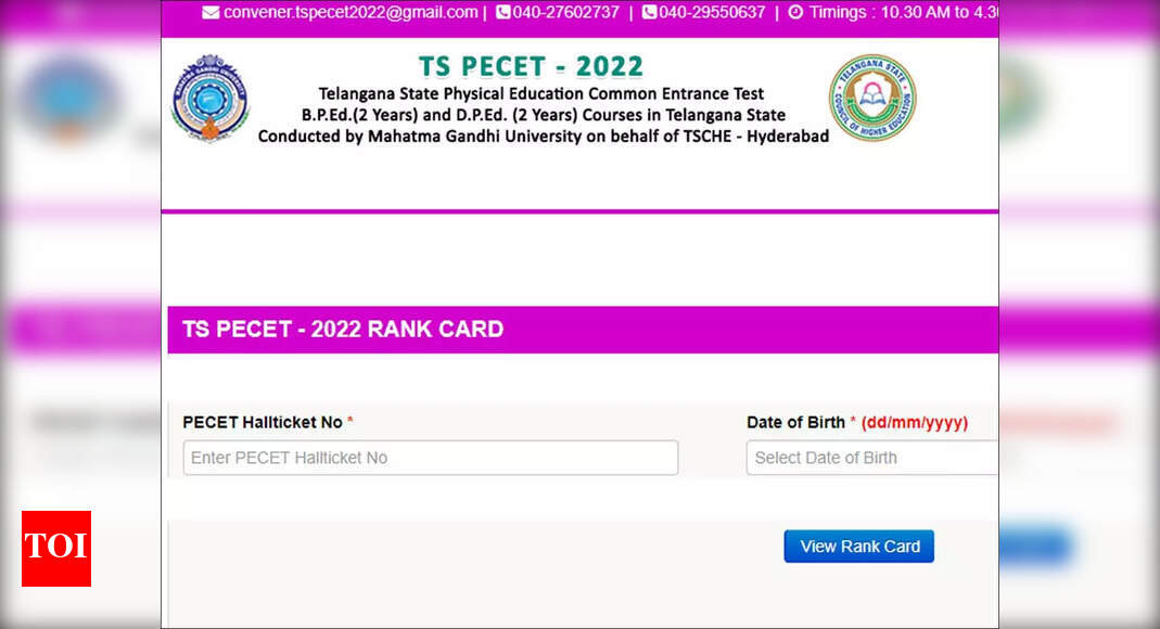 TS PECET Results 2022: PECET rank card released on pecet.tsche.ac.in ...