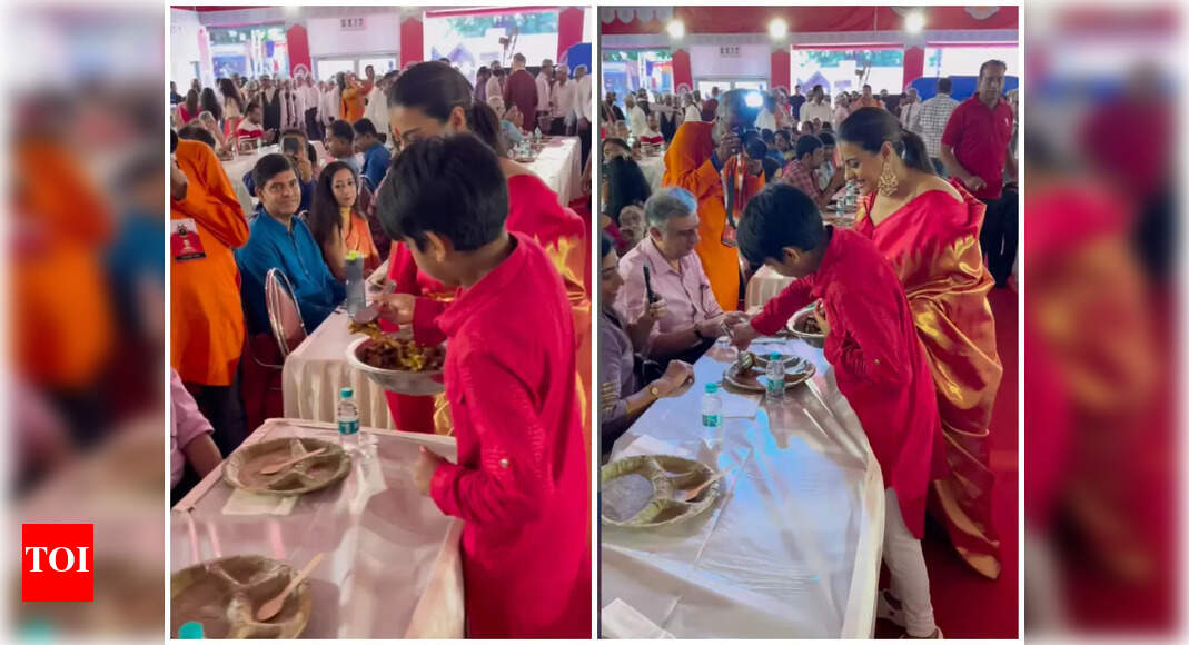 Watch Kajol Shares An Adorable Video Of Son Yug Serving Bhog During