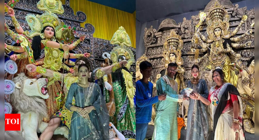 Watch: Nusrat Jahan plays dhak, relishes roadside puchka at Durga Puja ...