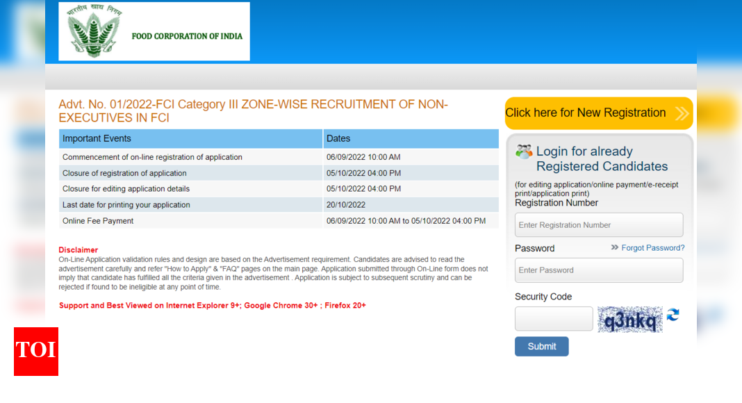 Fci: FCI Recruitment 2022 for 5043 government jobs for Food Corporation ...