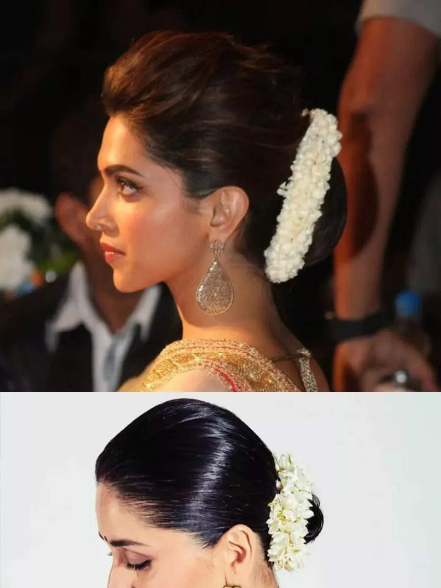 Try Deepika Padukone and Kareena Kapoor's gajra bun for Sindoor Khela and Dussehra festivities ...