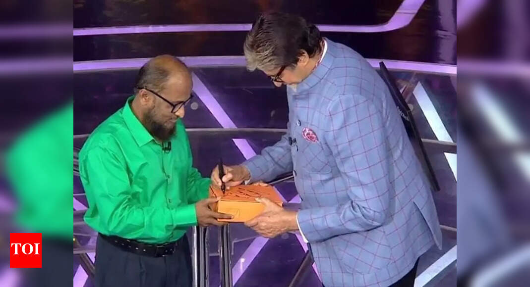 Amitabh Bachchan signs needle and thread box of 'KBC 14' contestant ...