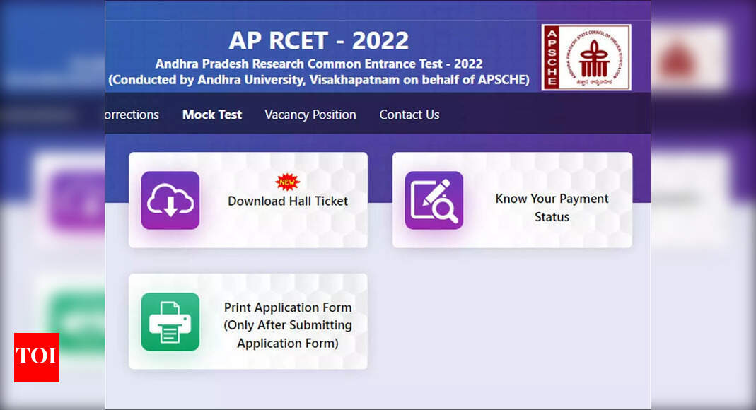 AP RCET 2022 Hall Ticket released on cets.apcshe.ap.gov.in, download ...