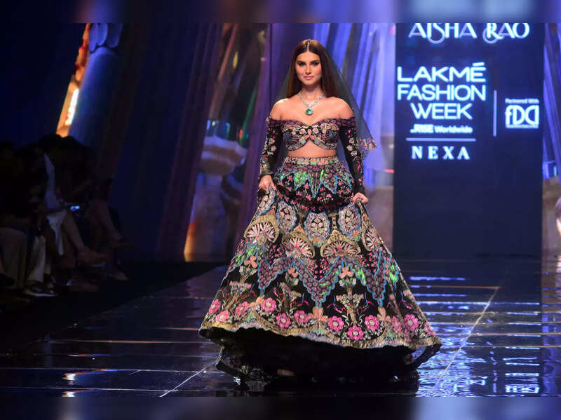 Tara Sutaria stuns in an embellished lehenga with an off-shoulder choli ...