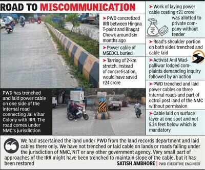 PWD trenches roads, lays power cable without NMC’s permission | Nagpur ...