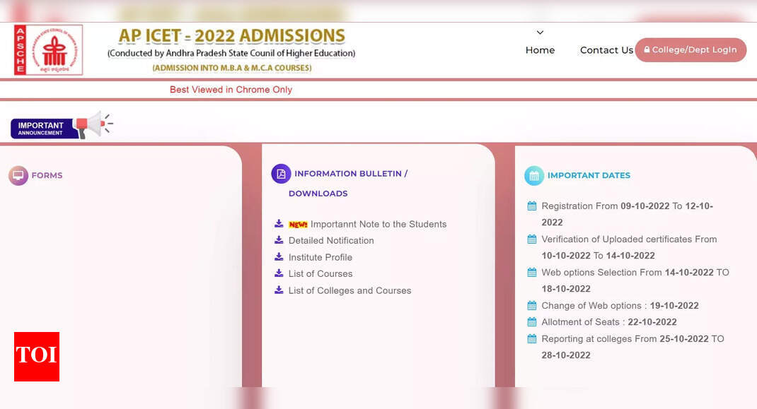 AP ICET Counselling 2022 seat allotment result released on cets.apsche ...