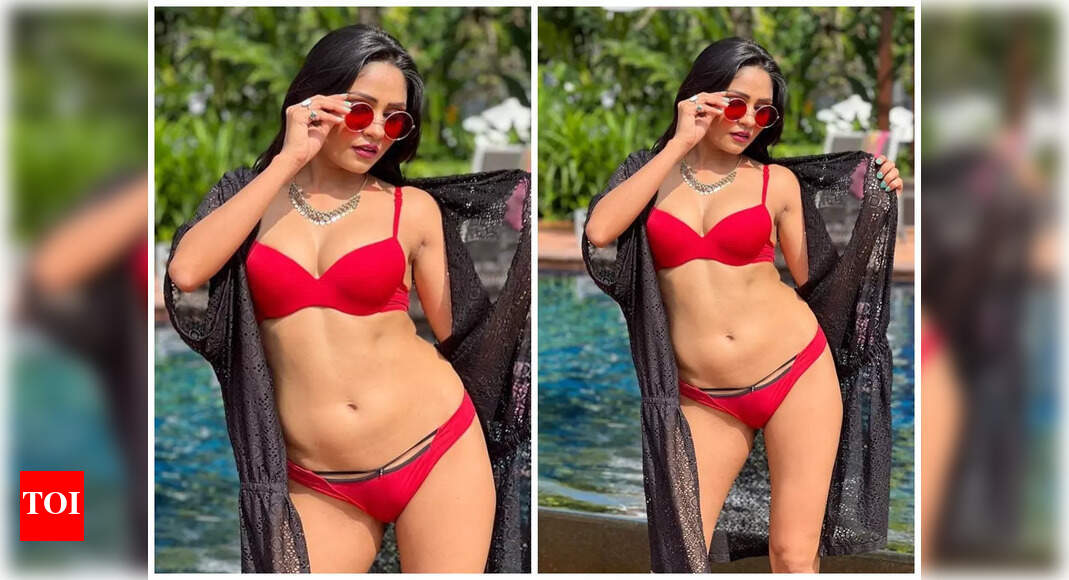 Shweta Sharma shows her curves in a red bikini | Bhojpuri Movie News - Times of India