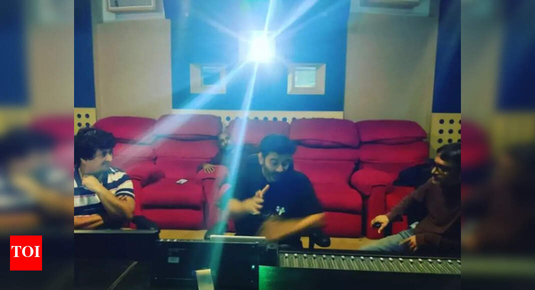Saandeep Patel and Sachin Sanghvi at the final mixing of 'Aum Mangalam ... Saandeep Patel and Sachin Sanghvi at the final mixing of 'Aum Mangalam ...