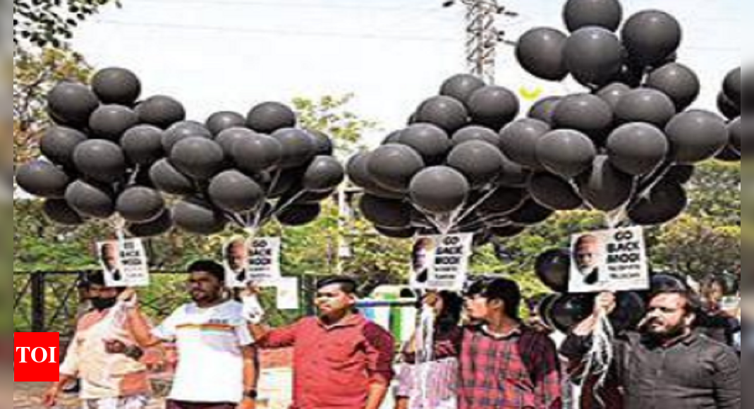 Modi: Black balloons, badges & banners: Anti-Modi protests rage in ...