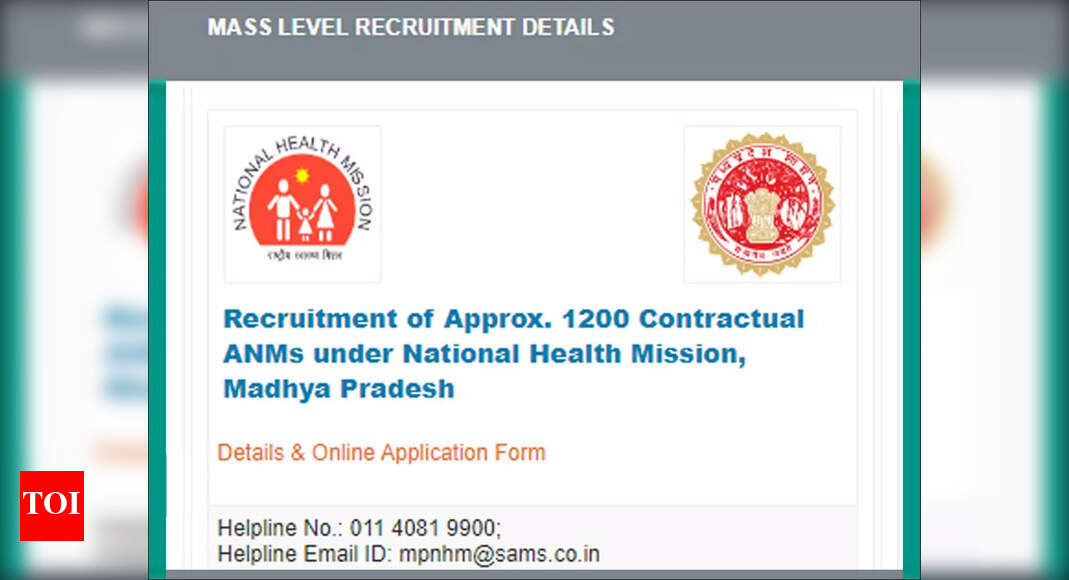 NHM MP ANM recruitment 2022: Notification for 1200 vacancies released ...
