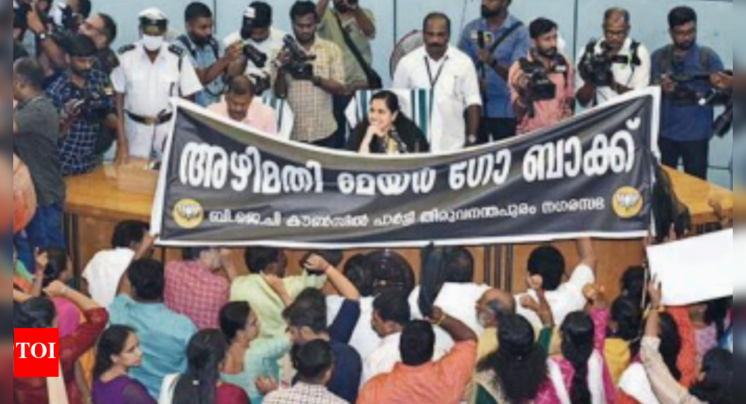 BJP, UDF protest as Thiruvananthapuram mayor Arya Rajendran convenes ...