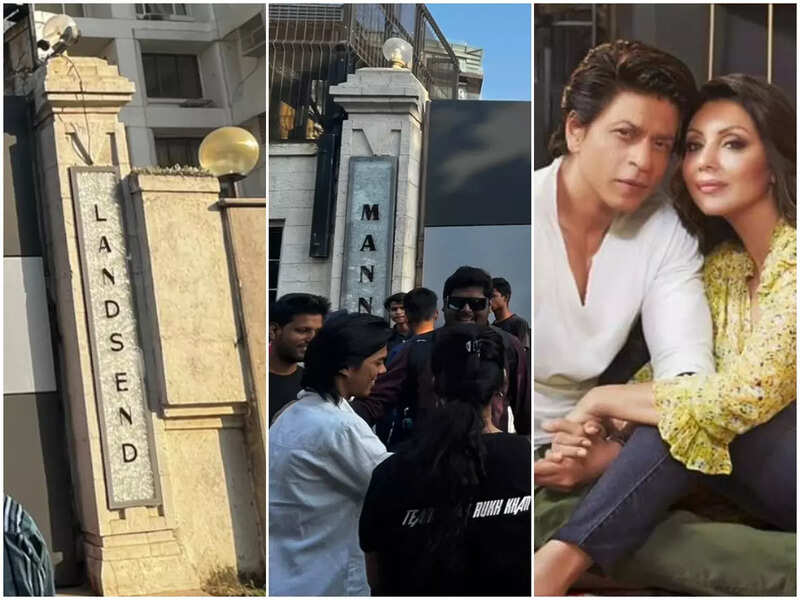 Shah Rukh Khan finally gets a new Mannat name plate; Fans gather at his bungalow to click ...