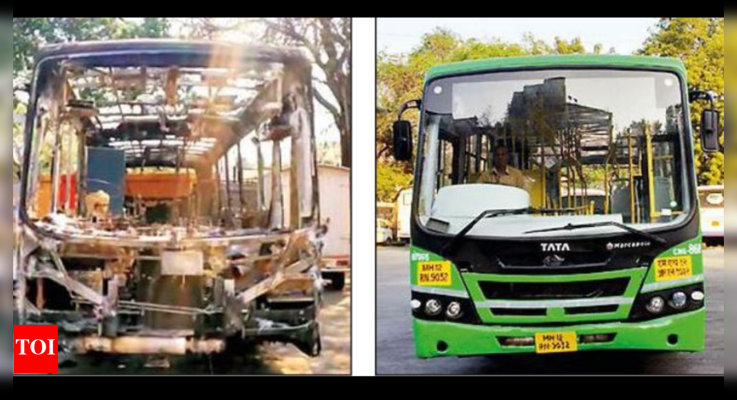 Pmpml: Pmpml Team Gives New Life To Charred Bus After Nine Months Of Hard Work | Pune News ...