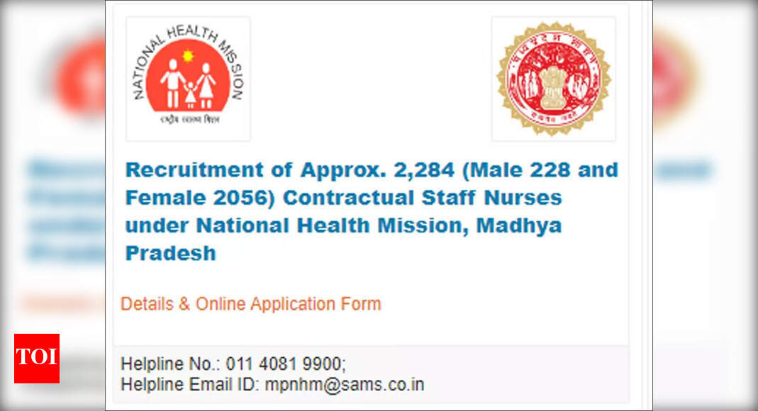 NHM MP Staff Nurse Recruitment 2022: Notification for 2284 posts ...
