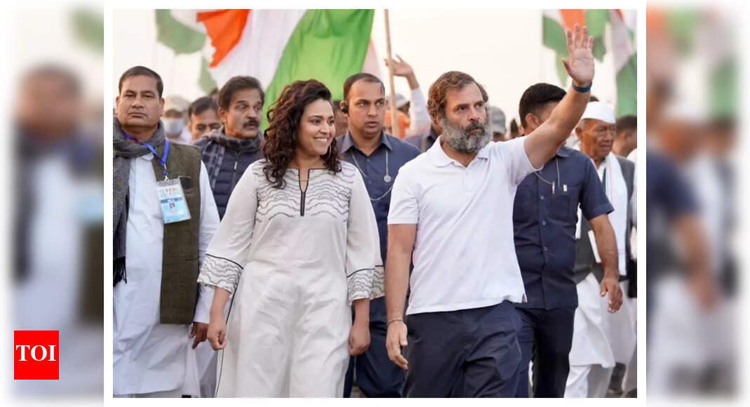 Bjp: Madhya Pradesh: BJP sees red at Swara Bhaskar walking with Rahul Gandhi | Bhopal News ...