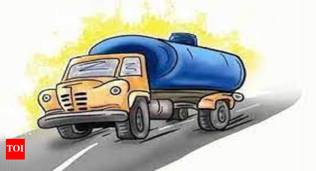 Telangana: Oil tanker with fuel overturns | Hyderabad News - Times of India