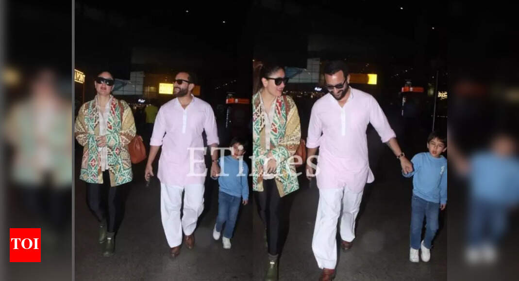 Kareena Kapoor Khan, Saif Ali Khan, Taimur and Jeh make a stylish airport appearance as they ...