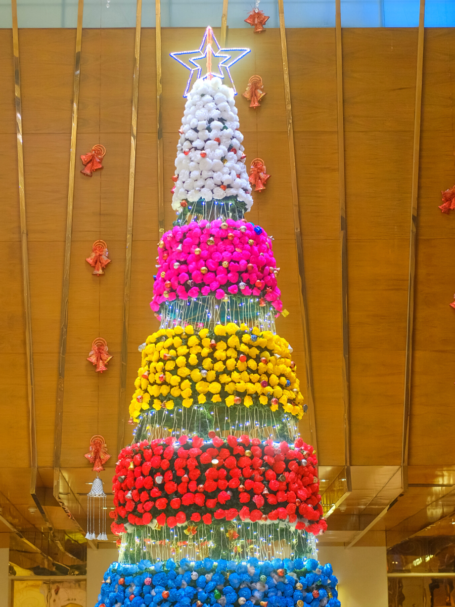 30-feet high Christmas tree made of recycled tissues | Times of India