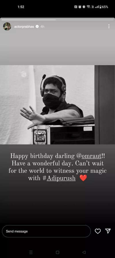 'Happy birthday darling @omraut!!' shared Prabhas as he wished ...
