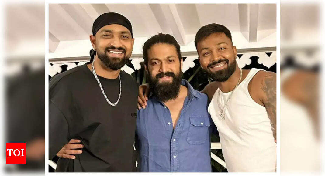 Hardik Pandya poses with Yash and his brother Krunal Pandya; See Pics ...