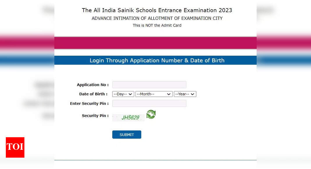 AISSEE 2023 Exam City Intimation Slip released on aissee.nta.nic.in, check here - The Times of India