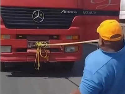 Man pulls truck with teeth, sets Guinness world record; Watch video ...