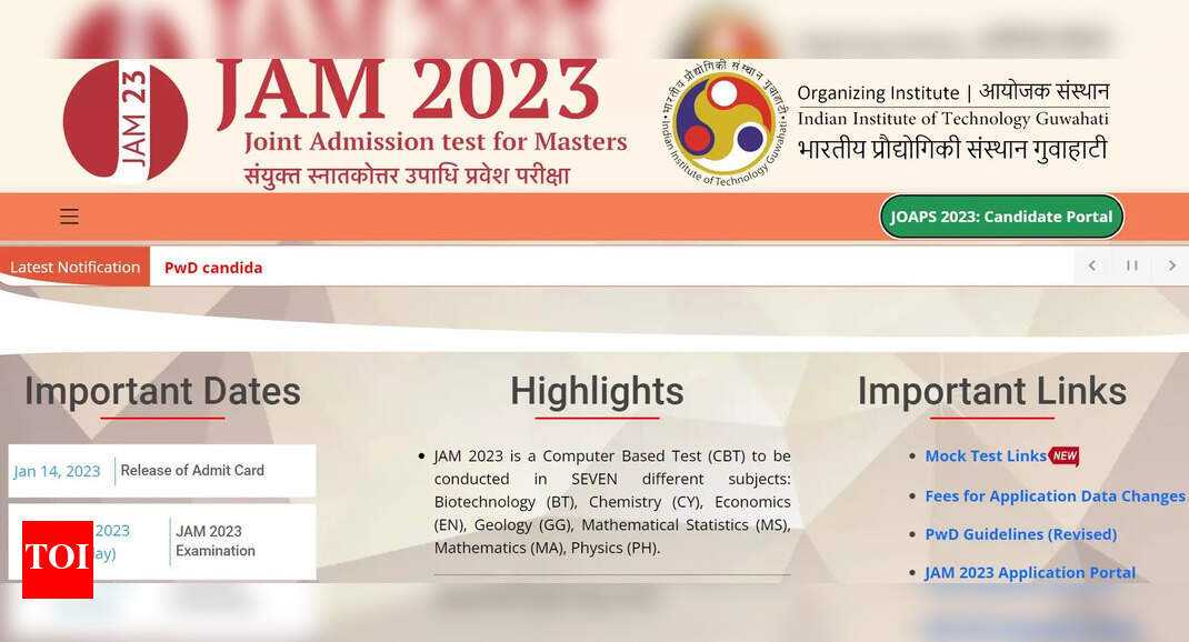 IIT JAM 2023 Admit Card released, check details here - Times of India
