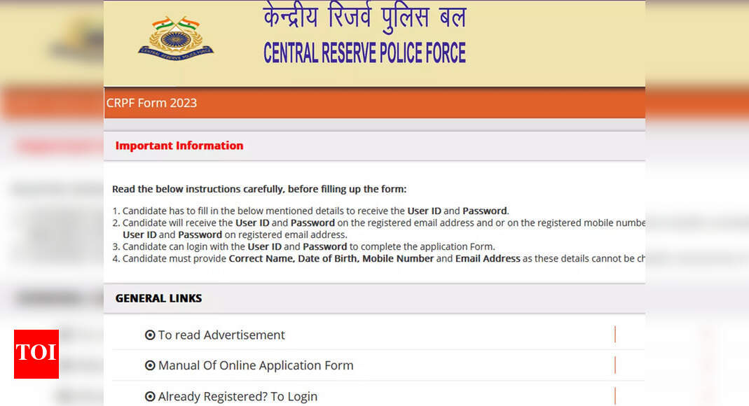 CRPF Recruitment 2023: Apply online for 1458 Head Constable, ASI Steno ...
