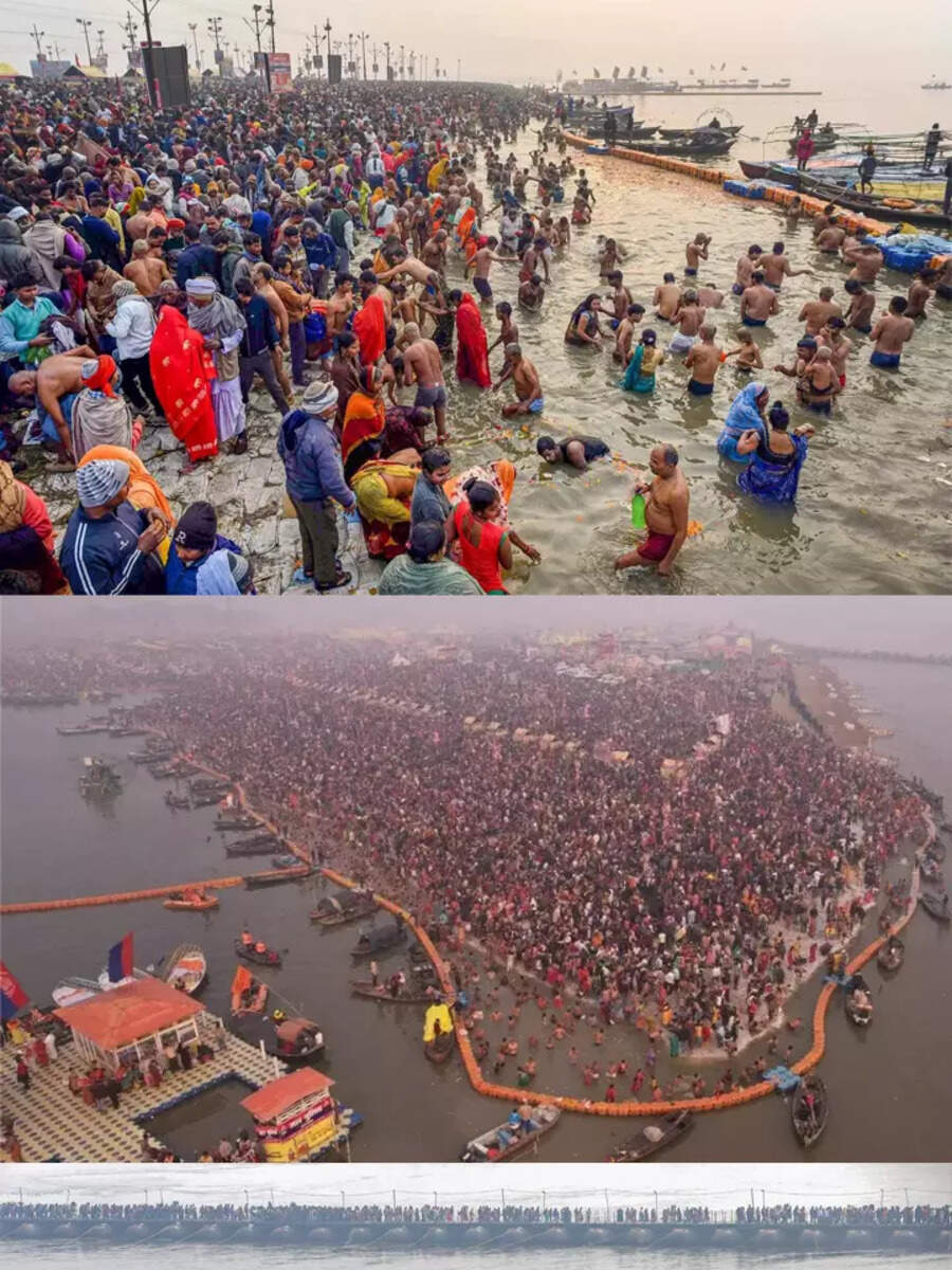 Magh Mela: Crores brave chill for holy dip in Sangam | Times of India