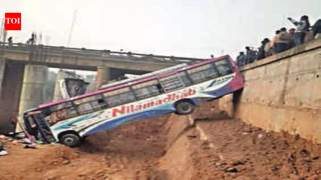 2 dead, 38 injured as bus falls off bridge on national highway in ...