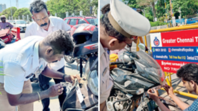 Bikers with defective number plates made to fall in line in Chennai ...