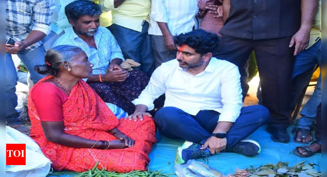Nara Lokesh Yuvagalam Padayatra: Lokesh interacts with local farmers at Santhipuram weekend ...