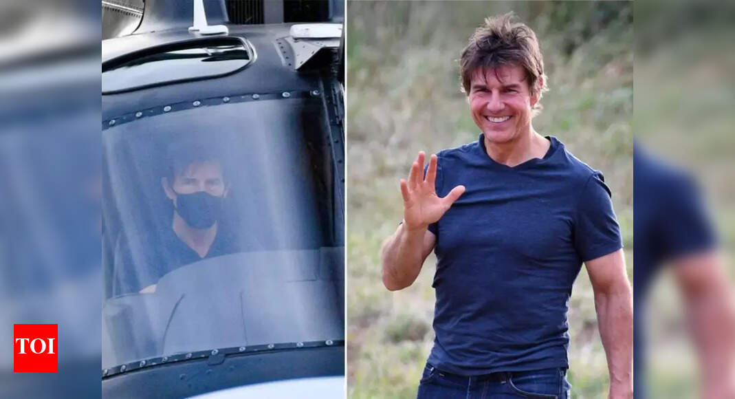 Tom Cruise lands in a black chopper in industrial town of Basildon ...