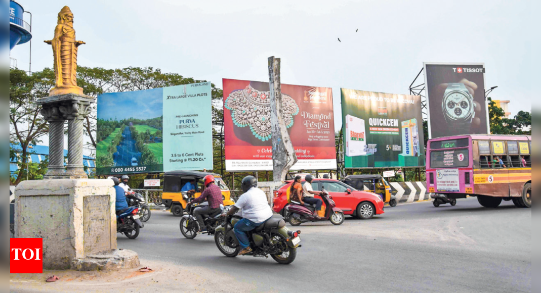 Lofty hoardings, banners dot Coimbatore roads, flout rules | Coimbatore ...