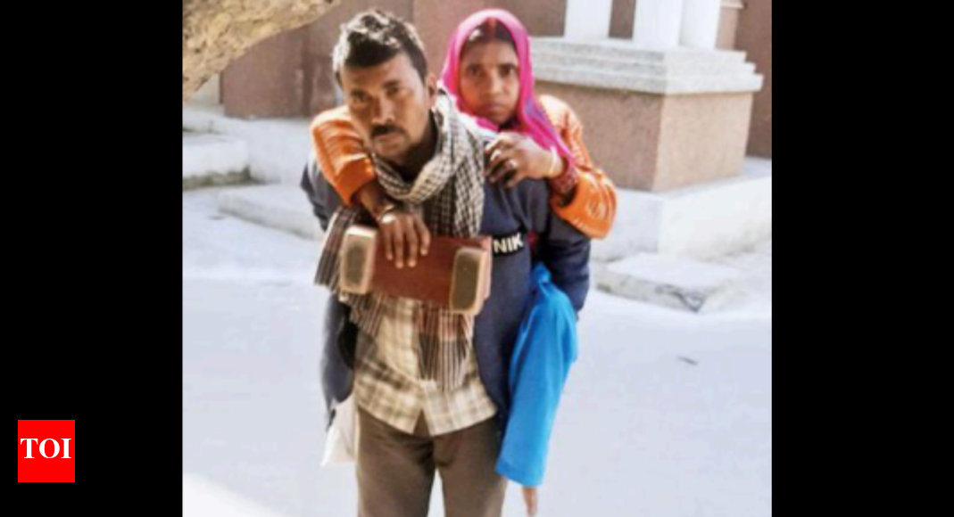 No Tricycle, Man Carries Disabled Wife For Over 10yrs | Meerut News ...