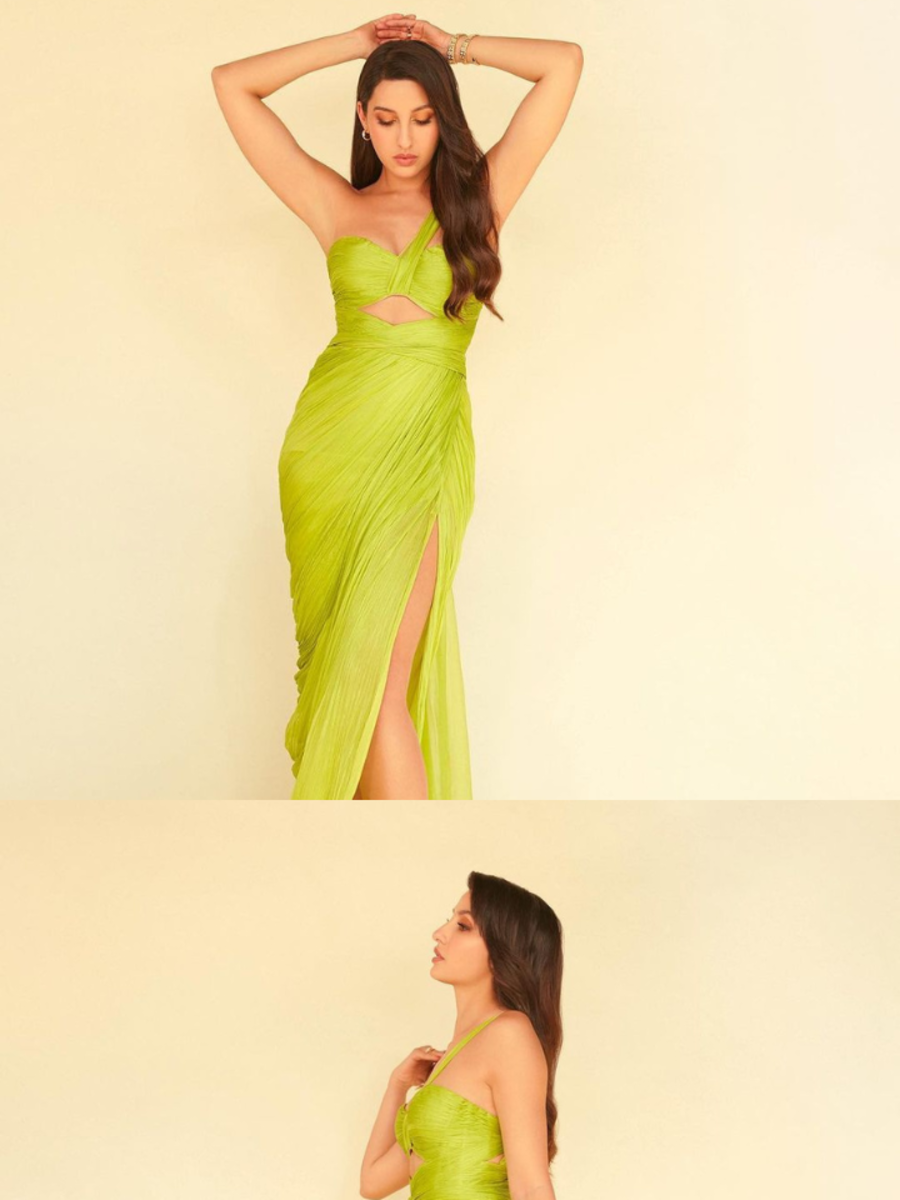 Nora Fatehi is an ultimate stunner in apple-green BOLD bodycon dress ...