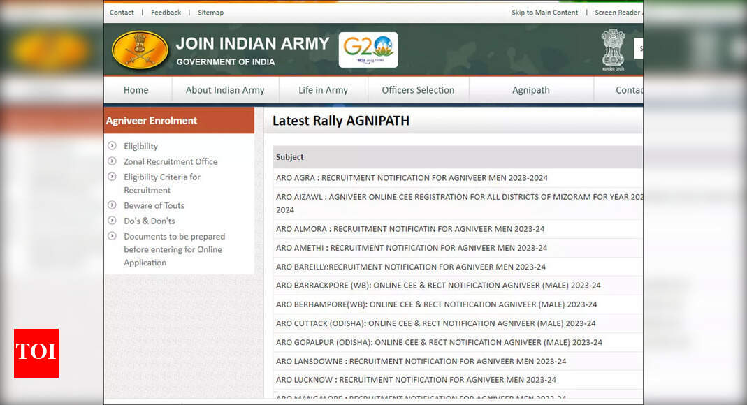 Army Agniveer Rally recruitment 2023 notification released; application ...