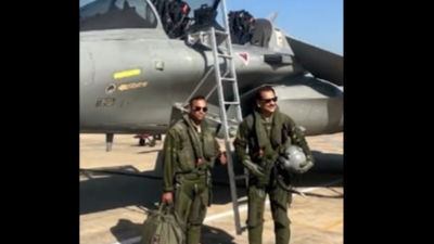 Bihar BJP MP Rajiv Pratap Rudy flies Rafale fighter jet at Aero India ...