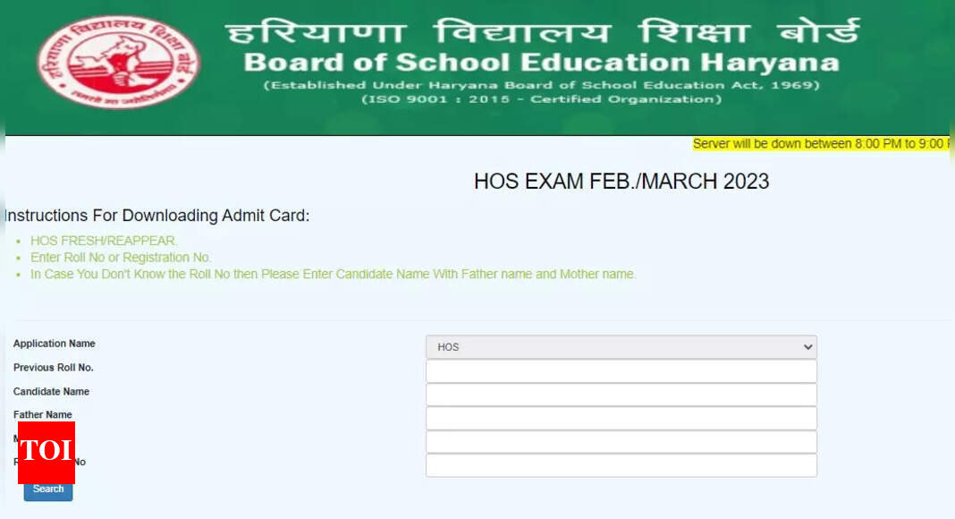Haryana Open School Admit Card 2023 released for Class 10, 12 on bseh ...