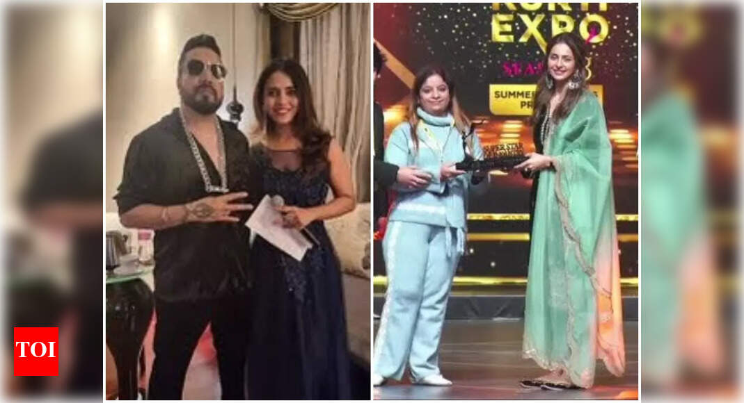 Bollywood celebrities Rakul Preet Singh and Mika Singh joins Utsav Dholakia for the fashion show ...