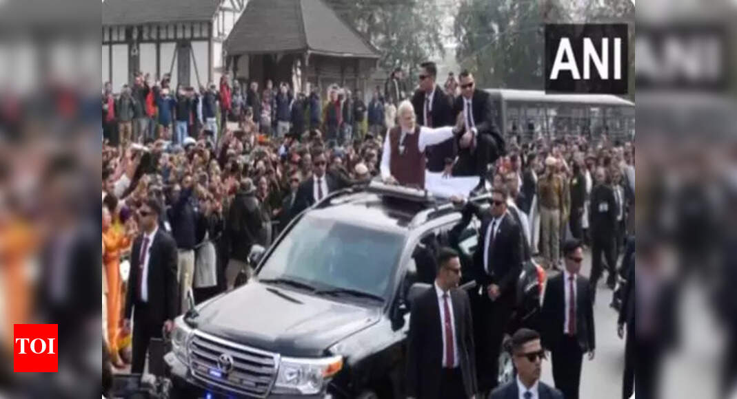 PM Modi roadshow: Narendra Modi holds rally in Shillong Meghalaya ahead ...
